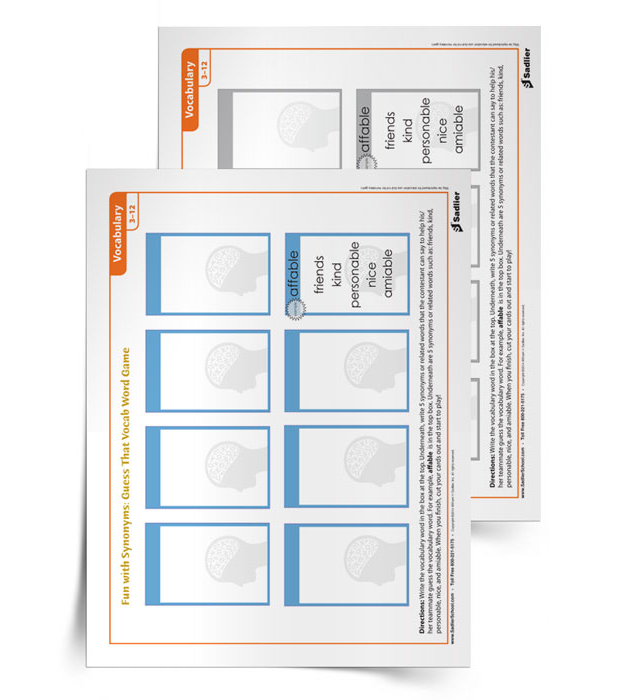 Fun with Synonyms: Guess That Word Vocabulary Card Game, Grades 3–8