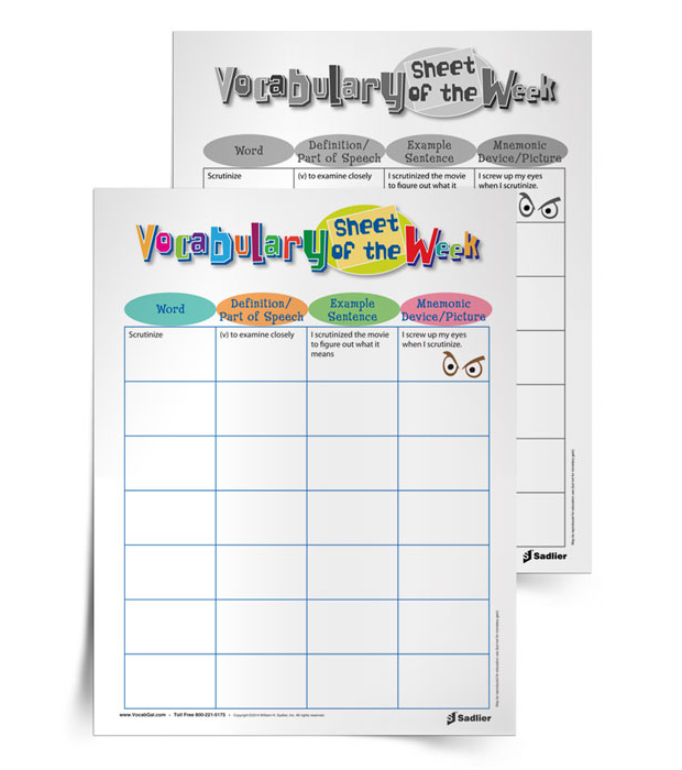 Vocabulary Strategies: Using a Vocab Sheet of the Week, Grades 1–12