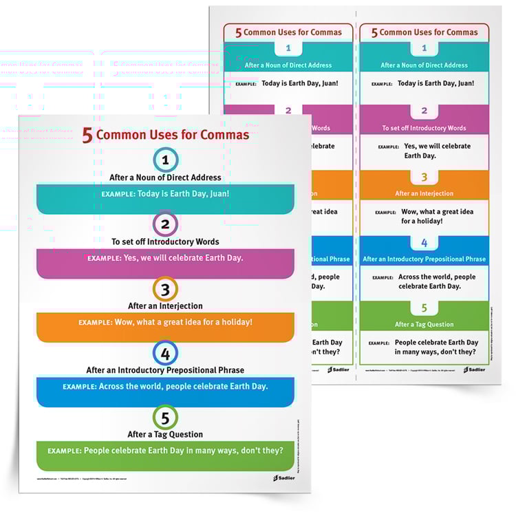5 Common Uses for Commas Anchor Chart