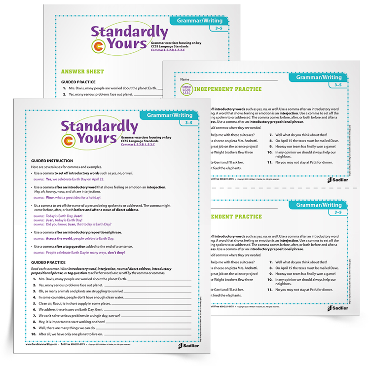 Common Core Grammar Activity: More Commas, Grades 3–5