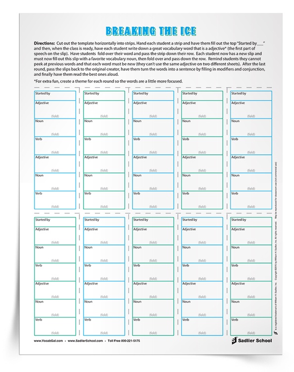 Back-to-School Vocabulary Icebreaker: Breaking the Ice with Vocab ...