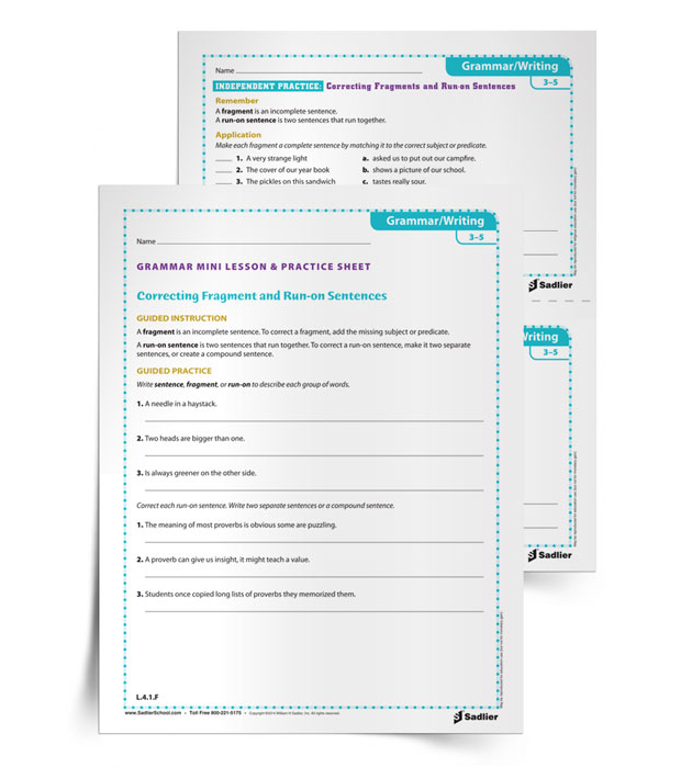 Grammar Mini Lesson: Fragments and Run-on Sentences, Grades 3–5