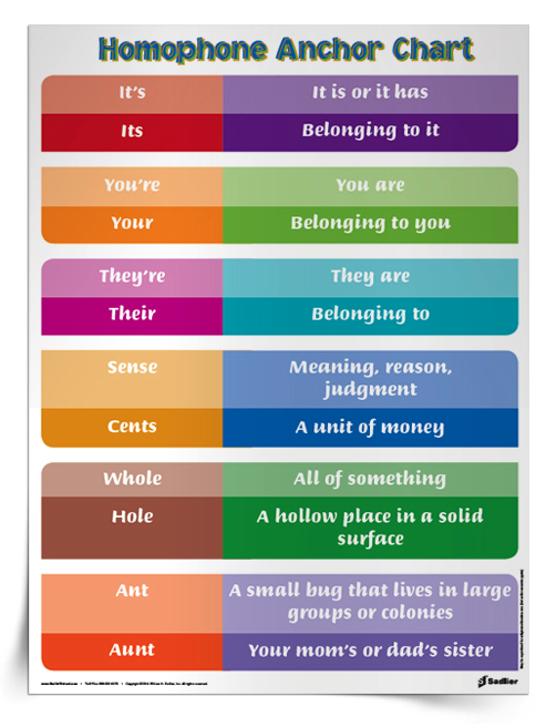 Awesome Anchor Chart to Teach Homophones, Grades 2–12