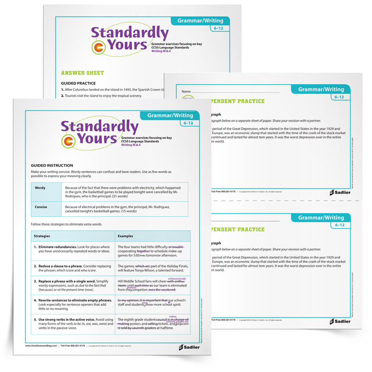 Common Core Grammar & Writing Exercises, Grades 3–12