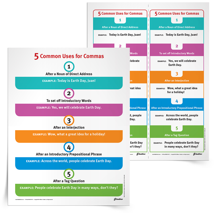 5 Common Uses for Commas Anchor Chart