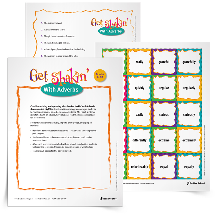 Printable Adverb Activities and Adverb Chart for the Classroom