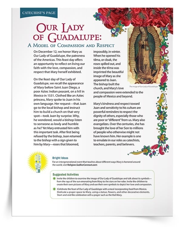 Juan Diego Activity and Our Lady of Guadalupe Lesson