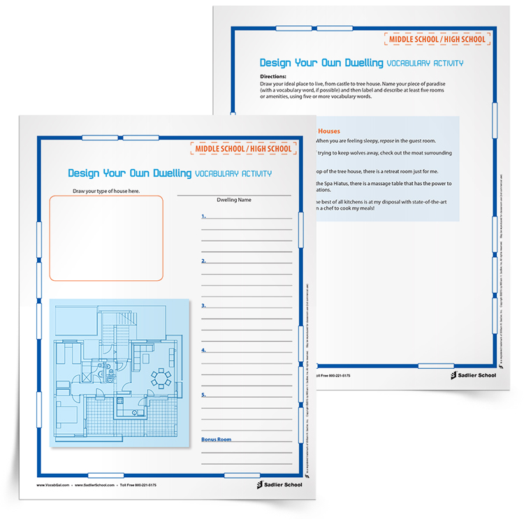 Design Your Own Dwelling Vocabulary Activity, Grades 2–12