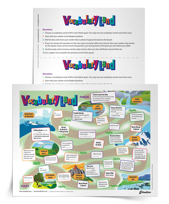 Vocabulary Land Game Board, Grades 4–12