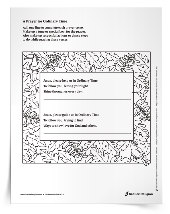 A Prayer for Ordinary Time Activity