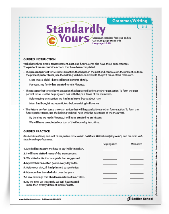 Printable Verb Tenses Worksheets for Students