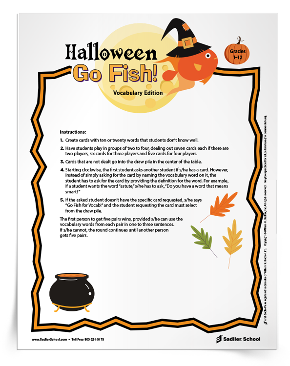 Halloween Go Fish Vocabulary Game, Grades 1–12