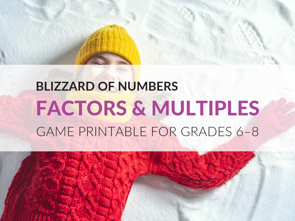 Blizzard of Numbers Factors and Multiples Game Printable, Grades 6–8