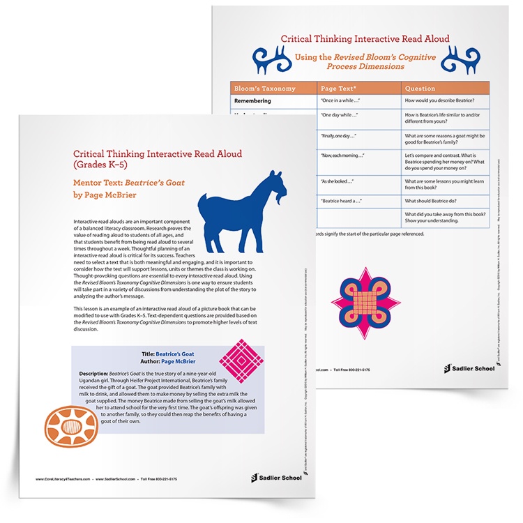 Interactive Read Aloud Lesson Plan of Beatrice's Goat by Page McBrier