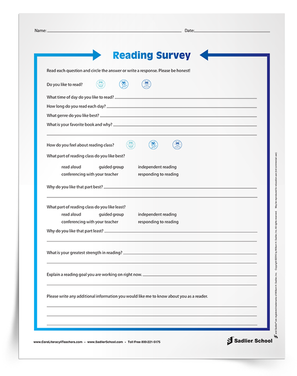 Reading Survey for Students; Getting to Know your New Class of Readers