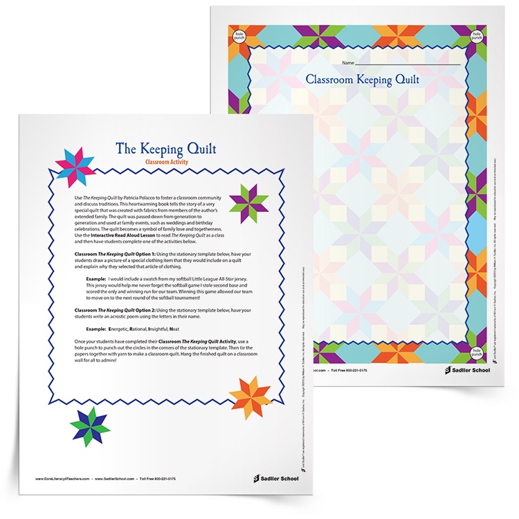 Patricia Polacco Continued... The Keeping Quilt Activities