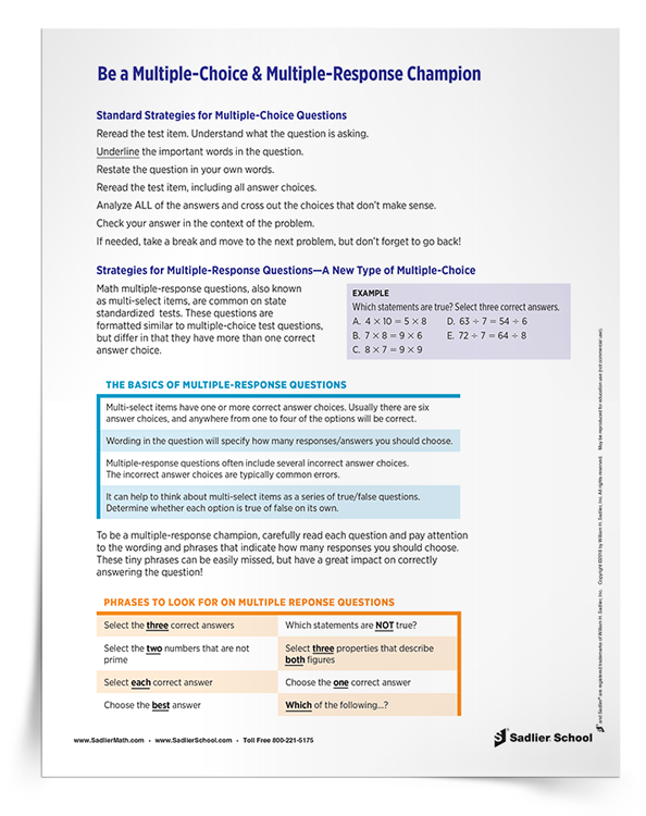 Math Test-Taking Strategies for Elementary Students