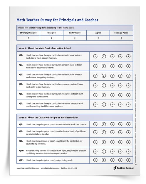 Math Survey Questions for Teachers – Evaluation Forms for Principals ...