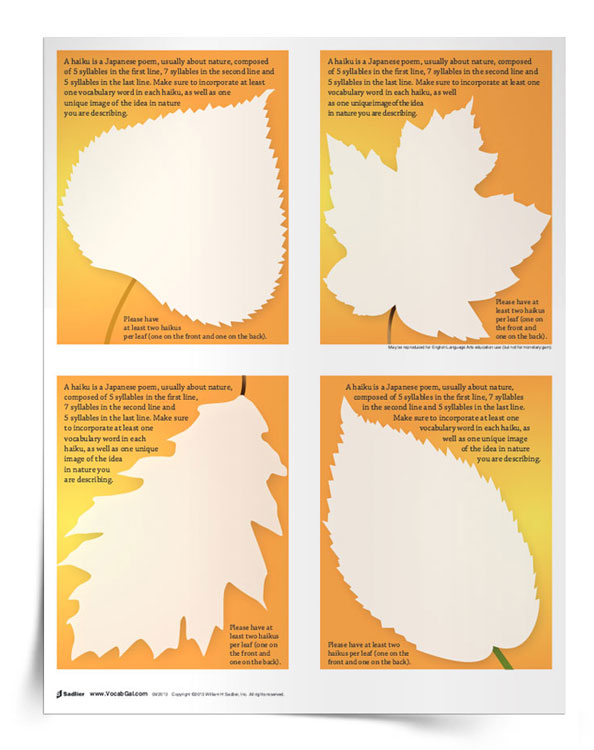 Fall-Inspired Haiku Poetry Worksheet