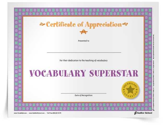 “I ♥ Vocabulary”—Awards and Recognition for Students Using Vocabulary