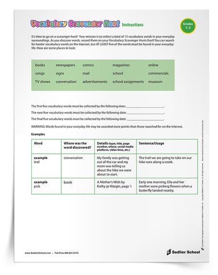 3rd Grade Vocabulary Worksheets, Games, and Resources