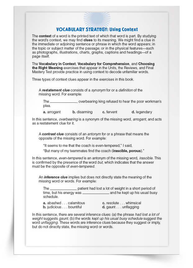 ACT/SAT Test-Taking Strategies: Pre-assess & Differentiate Vocabulary ...