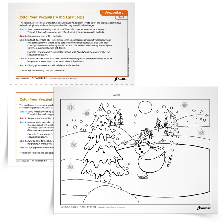 Winter Holiday Worksheets PDF for Vocabulary and Writing
