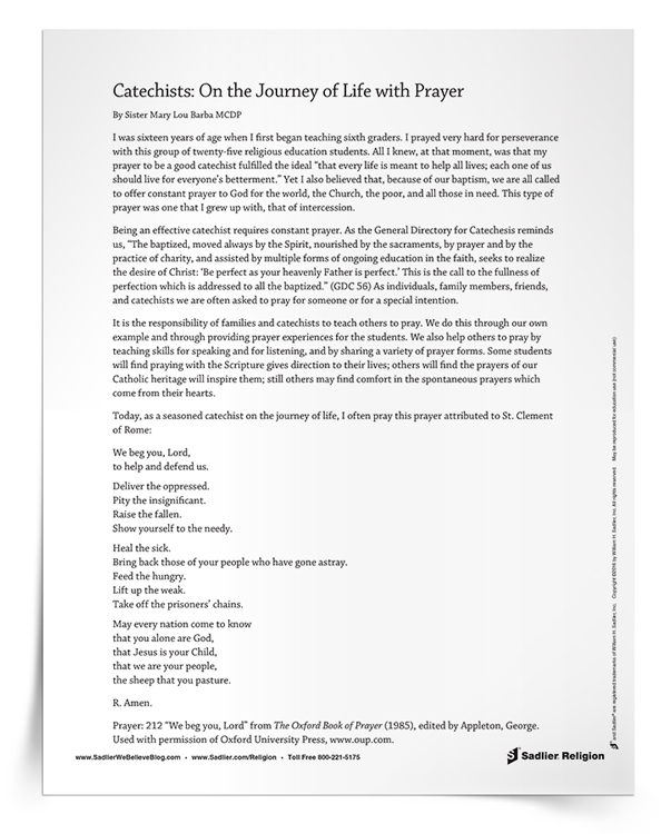 Catechists: On the Journey of Life with Prayer