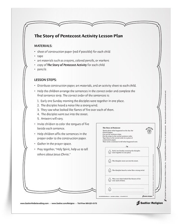 Pentecost Activities for Catholic Children & Students