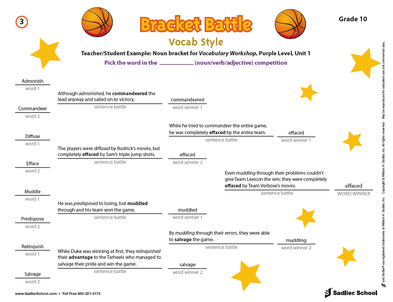 Vocabulary Lesson Plan: March Madness Bracket Battle, Grades 2–12