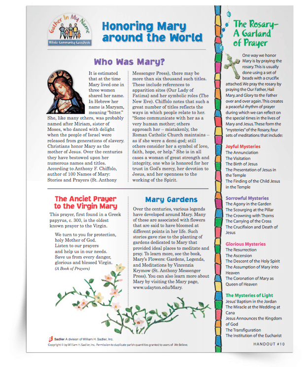 Free Mary, Mother of God Activities & Prayers– Month of Mary
