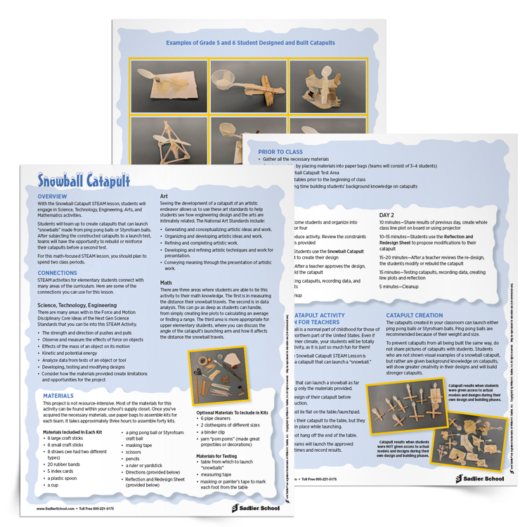 FREE Printable STEAM Lessons: Snowball Catapult