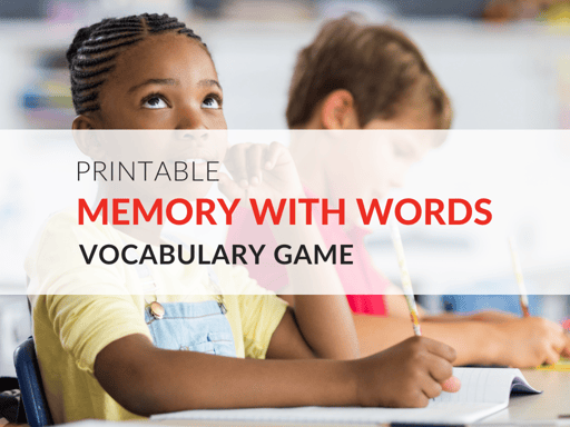 Memory With Words Vocabulary Game [PDF Printable]