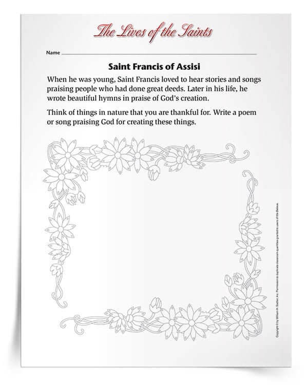 Saint Francis Of Assisi Worksheets