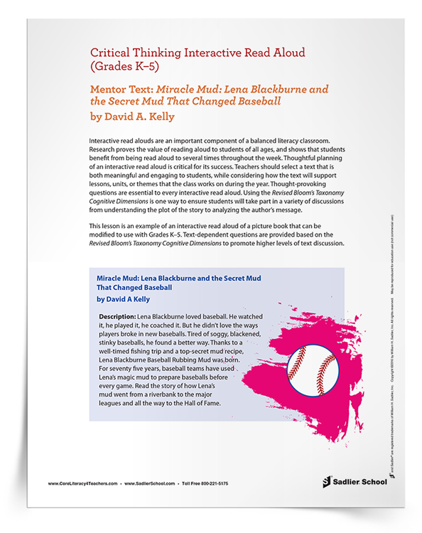 Interactive Read Aloud Template: Miracle Mud By David A. Kelly