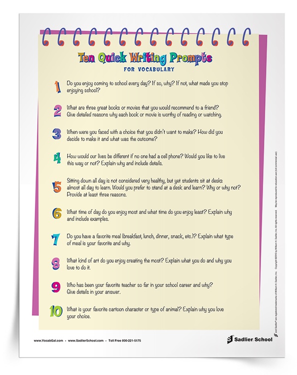 10 Quick Write Prompts To Practice Vocabulary 10 Quick Write Prompts To Practice Vocabulary