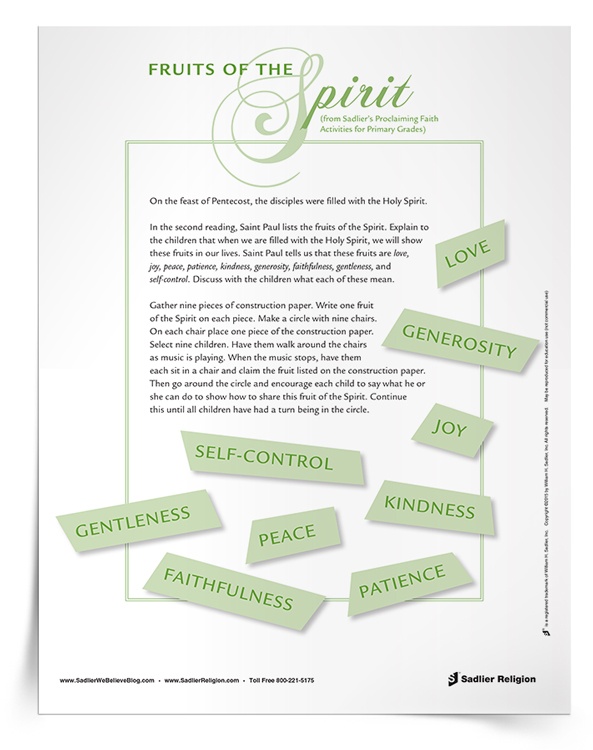 Fruits of the Spirit Pentecost Activity